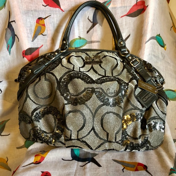 Coach | Bags | Coach Madison Sophia Op Art Sequin Satchel 5949 | Poshmark